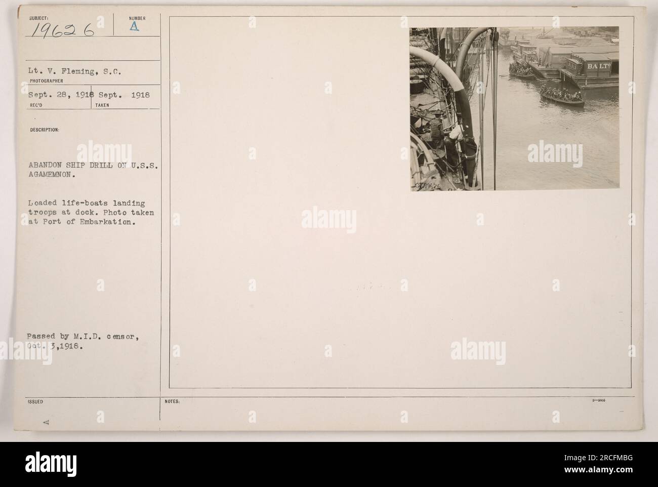 "Abandon ship drill on U.S.S. Agamemnon during September 1918. Soldiers ...