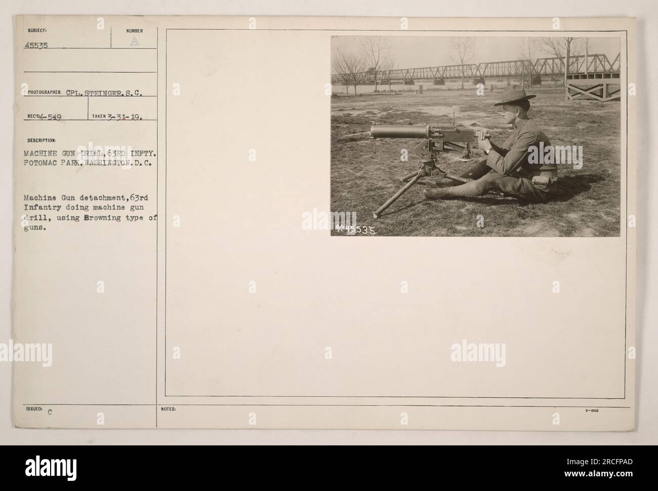 Machine Gun detachment, 63rd Infantry, conducting machine gun drill ...