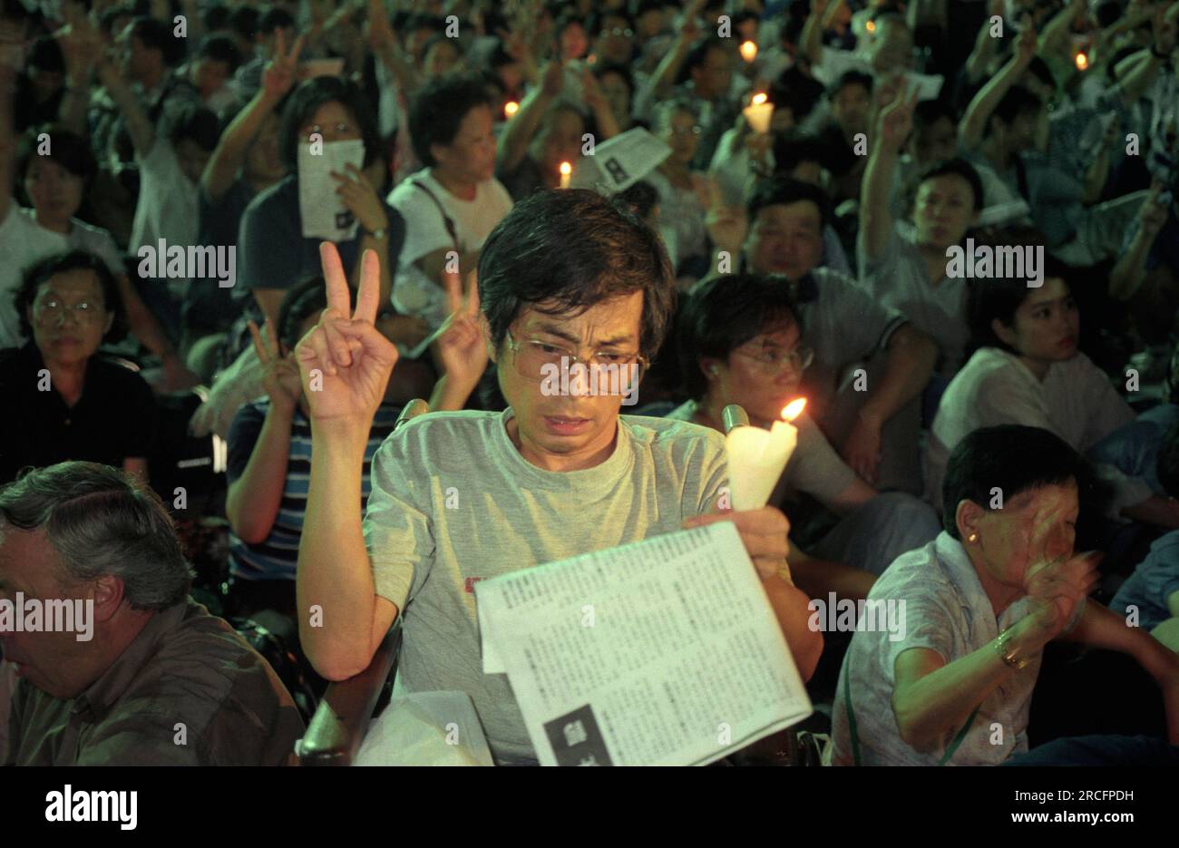 Martin Lee and pro-democracy activists on the anniversary of the ...