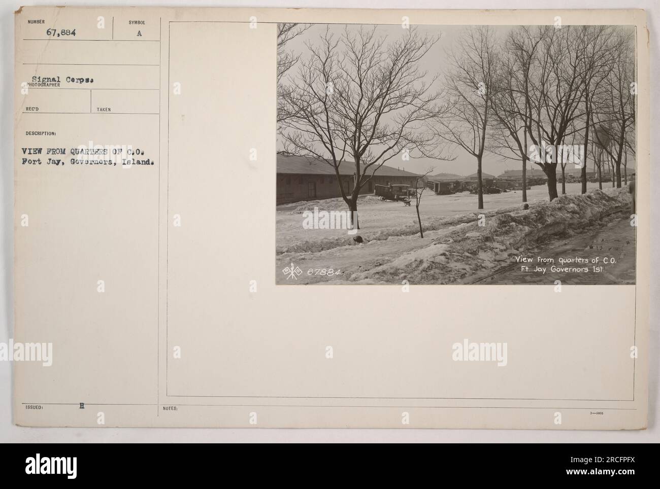 Aerial view of the quarters of the commanding officer at Fort Jay ...