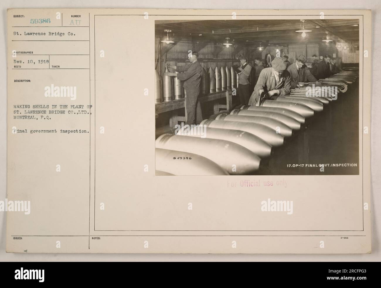 Workers at the St. Lawrence Bridge Co. in Montreal, PQ, are seen making ...