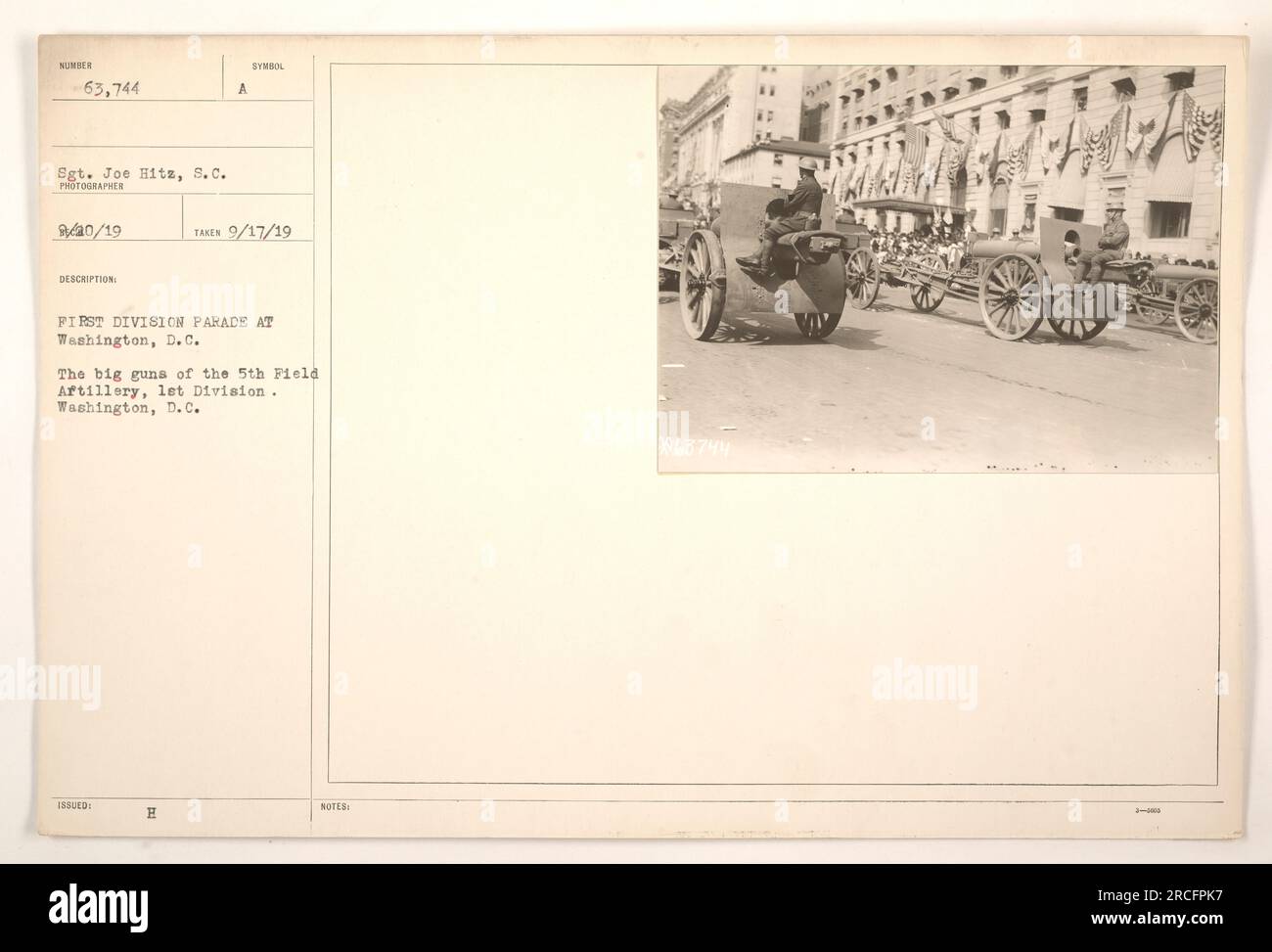 Members of the First Division conducting a parade in Washington, D.C ...