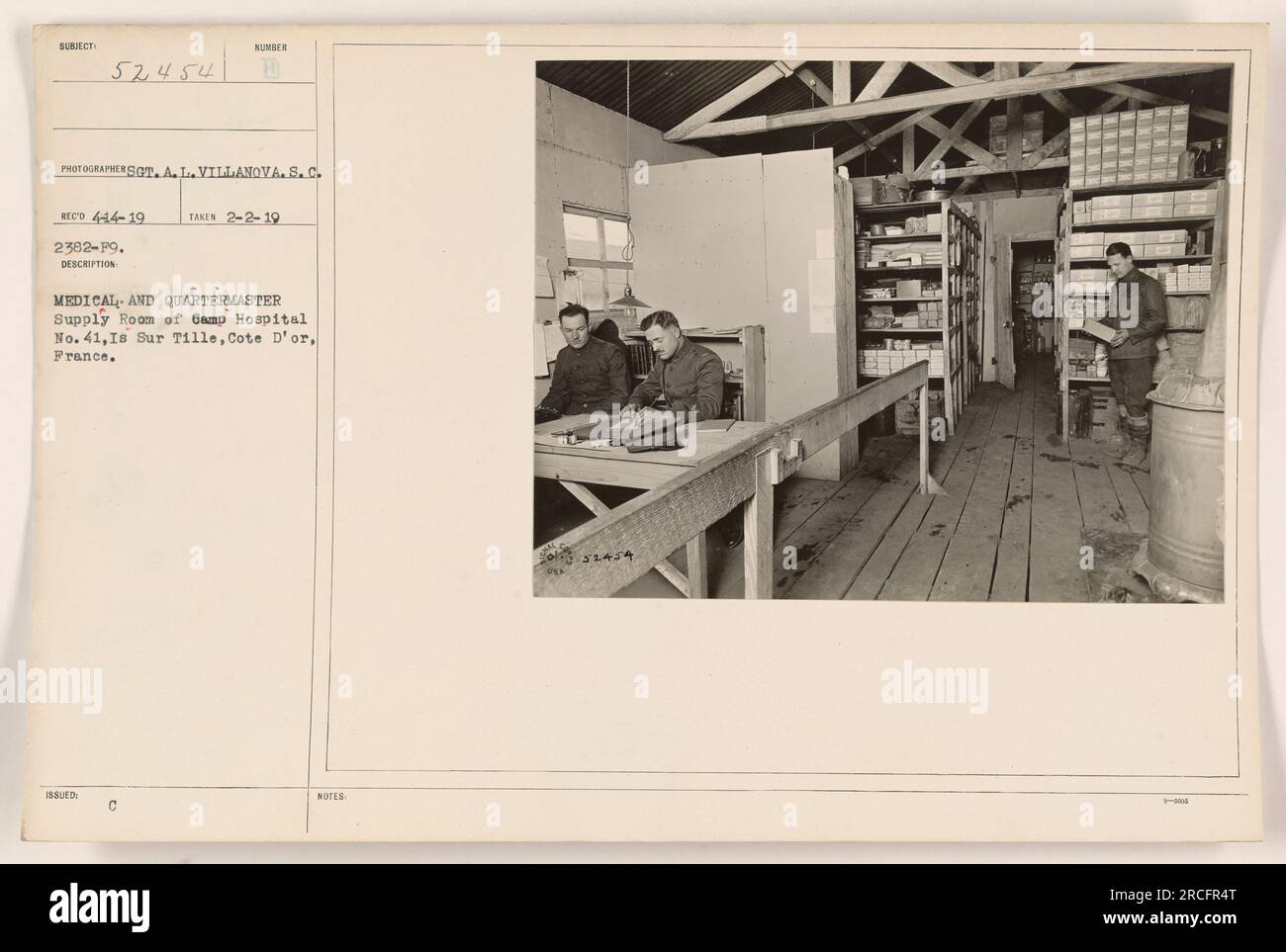 The image shows the medical and quartermaster supply room of Camp ...
