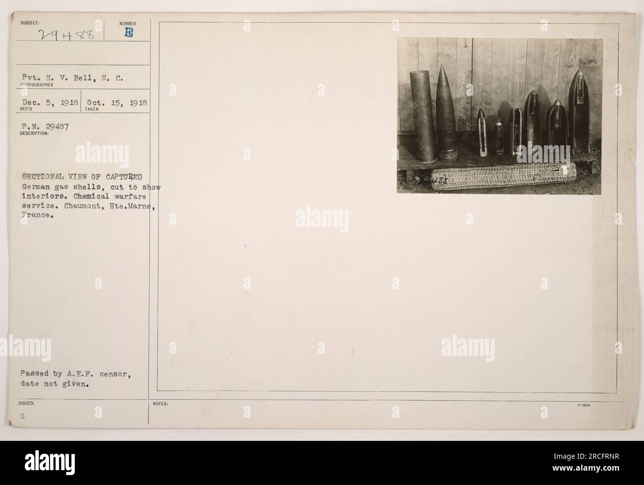 A photograph taken by Pvt. H. V. Bell in Chaumont, Hte.Marne, France on ...