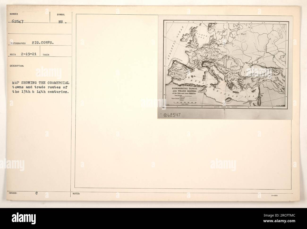 Map of commercial towns and trade routes during the 13th and 14th ...