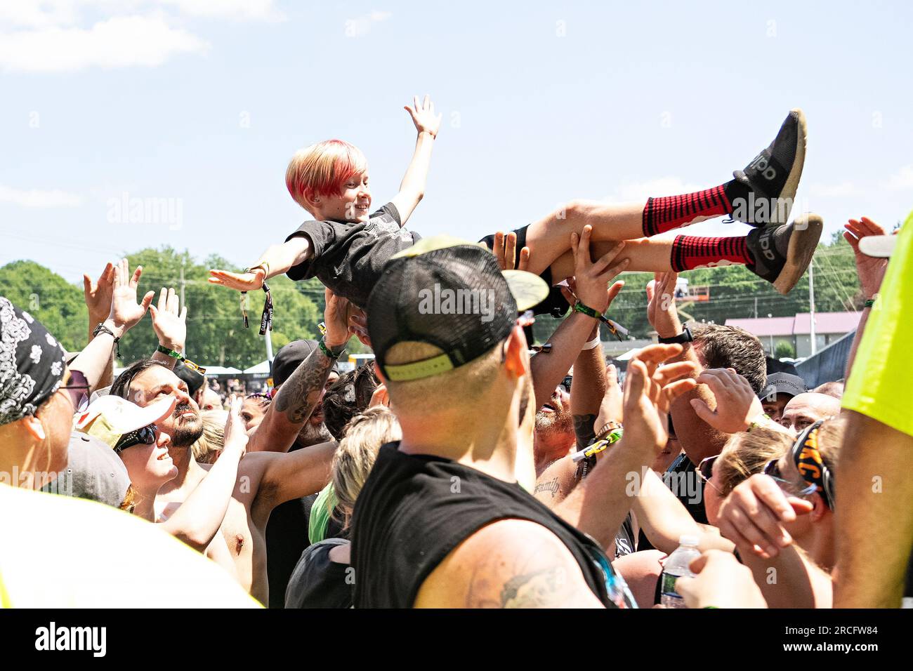 Festival goer crowd surfs at Inkcarceration Music and Tattoo Festival ...