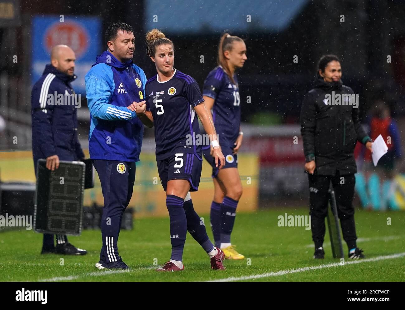 Scotland's Sophie Howard greets head coach Pedro Martinez Losa as she ...