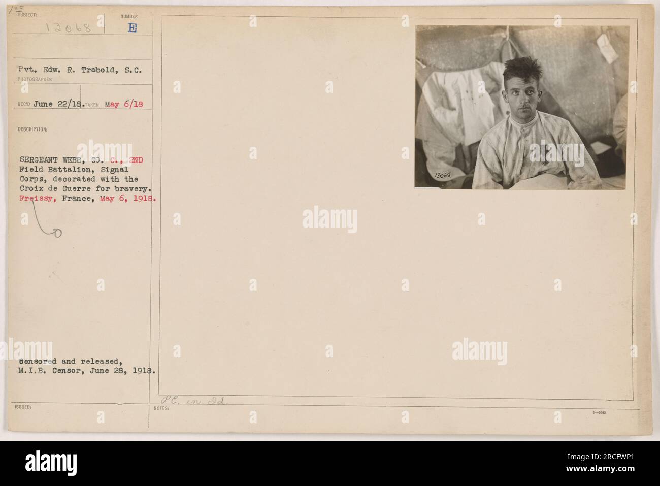 Pvt. Edw. R. Trabold captured a photo on May 6, 1918, in Freissy ...