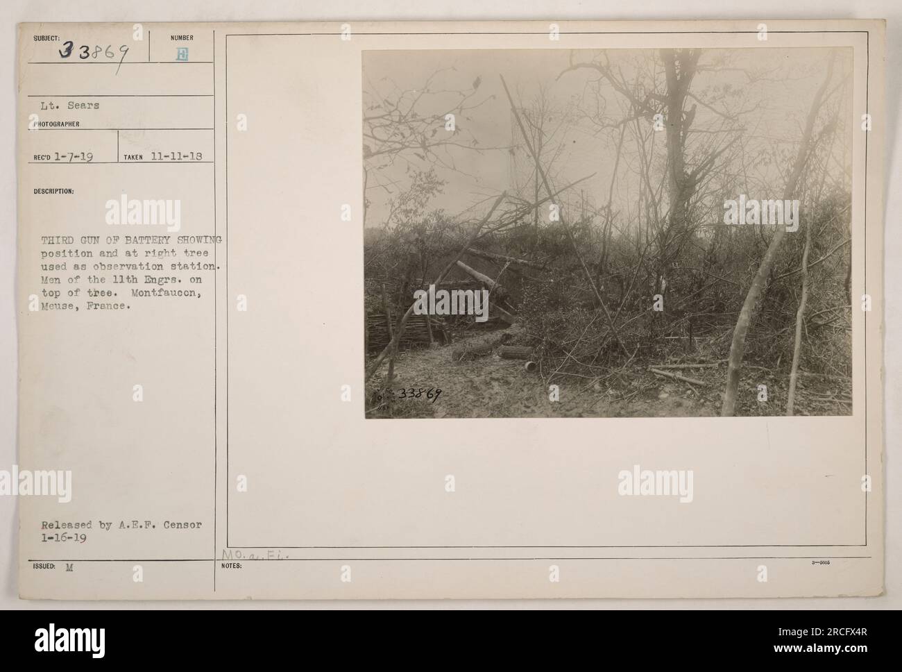 Caption: "Lt. Sears photographed the third gun of the battery, showing ...