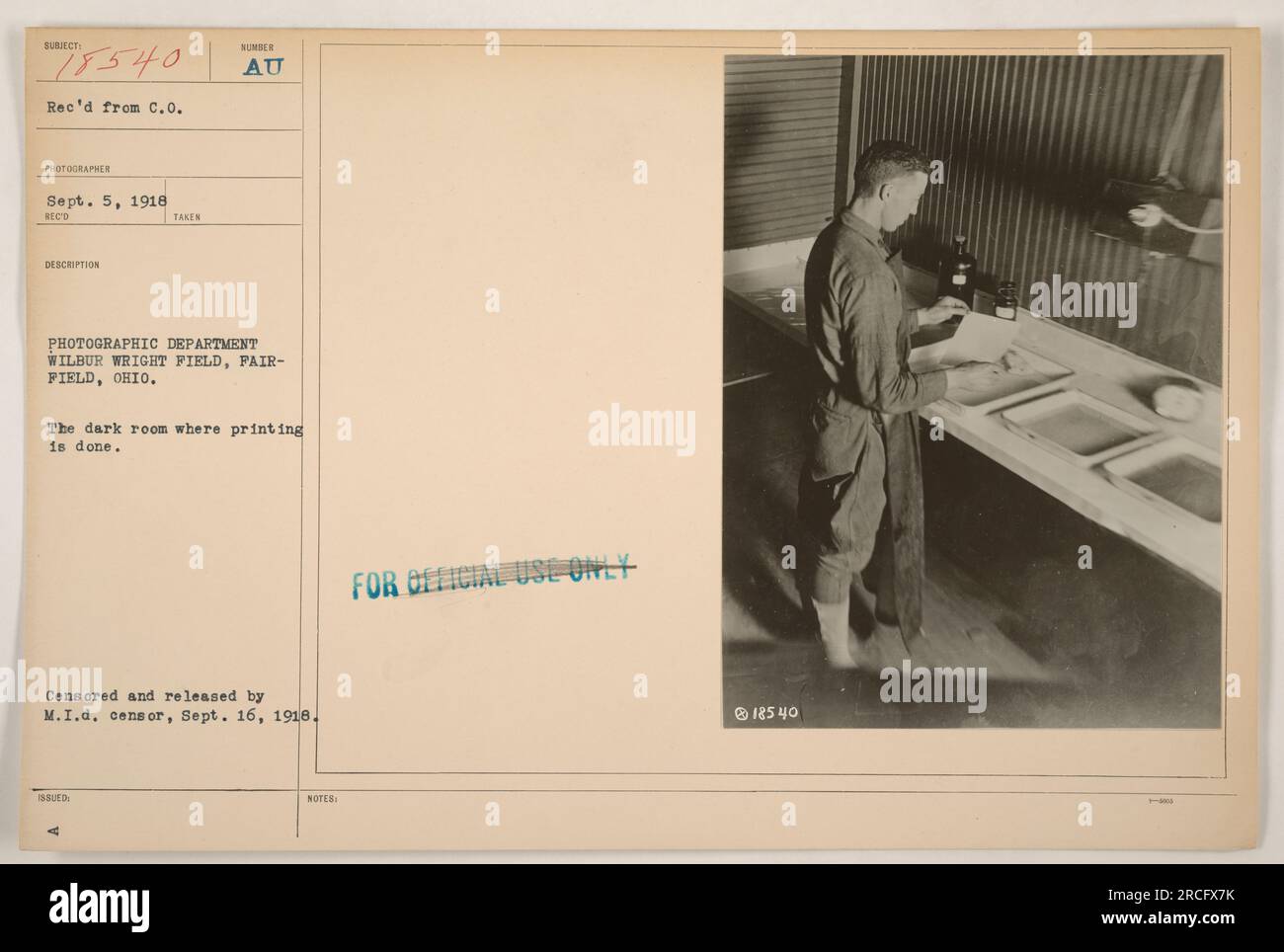 The dark room at Wilbur Wright Field in Fairfield, Ohio, where printing ...