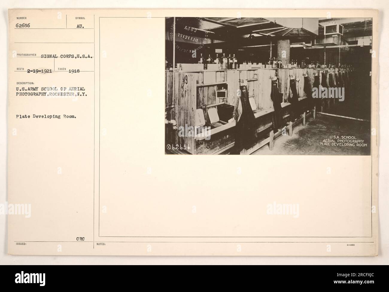 Plate Developing Room at the U.S. Army School of Aerial Photography in ...