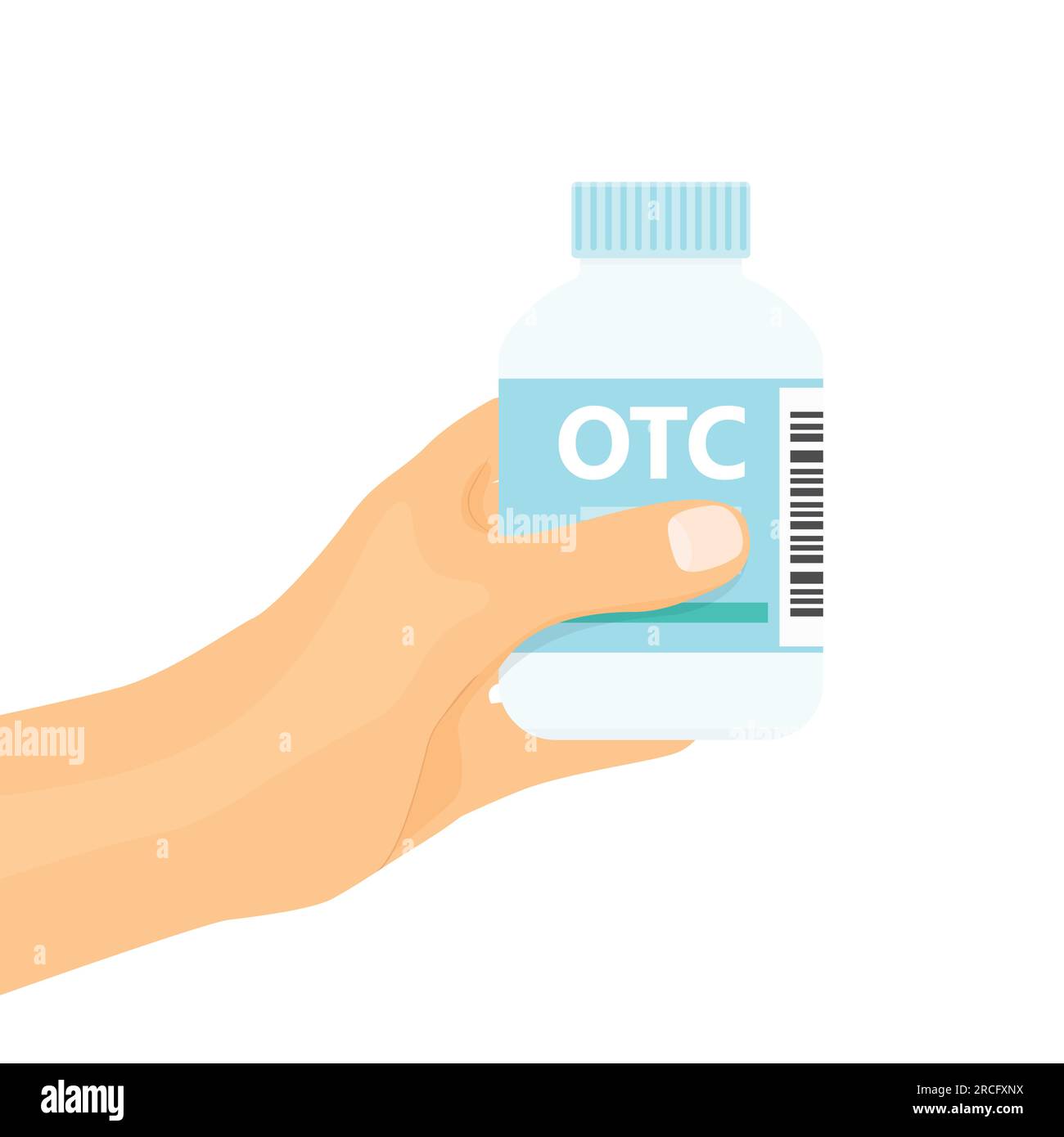 Hand holding otc medicine bottle Stock Vector Images - Alamy
