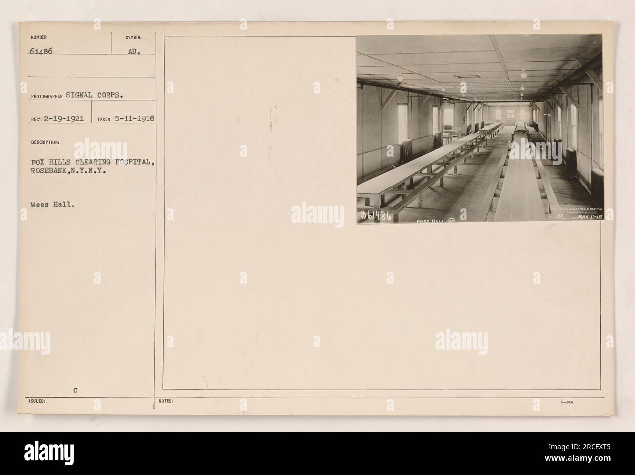 Mess Hall at Fox Hills Clearing Hospital in Rosebank, New York during ...