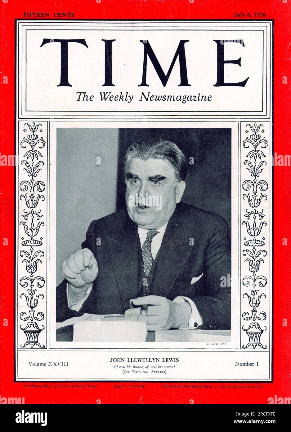 Vintage Time Magazine 6 July 1936 Issue Cover, USA Stock Photo - Alamy