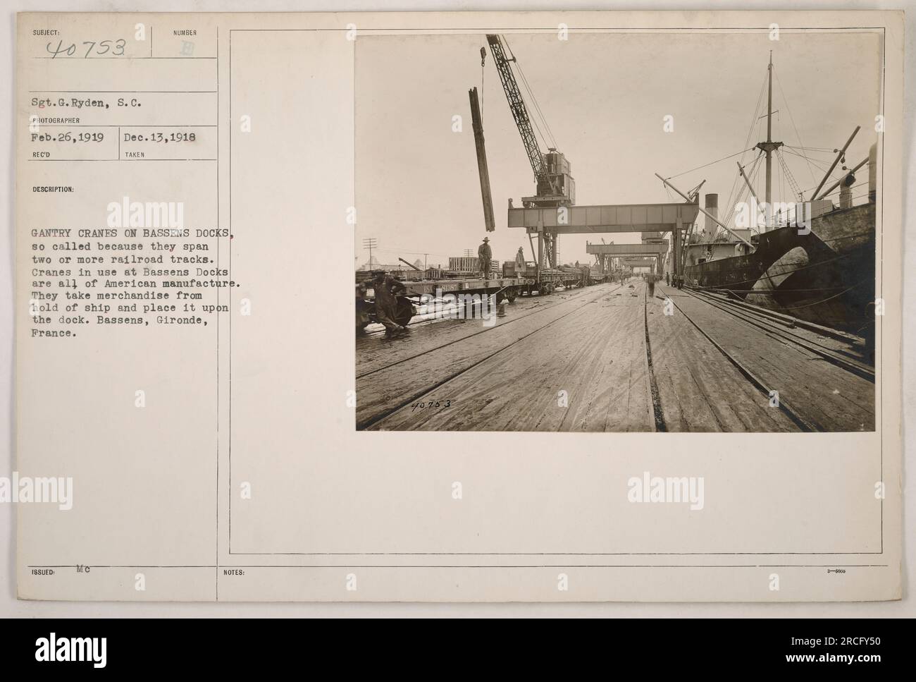 "Sgt. G. Ryden, S.C., captured this photograph on Feb. 26, 1919 ...