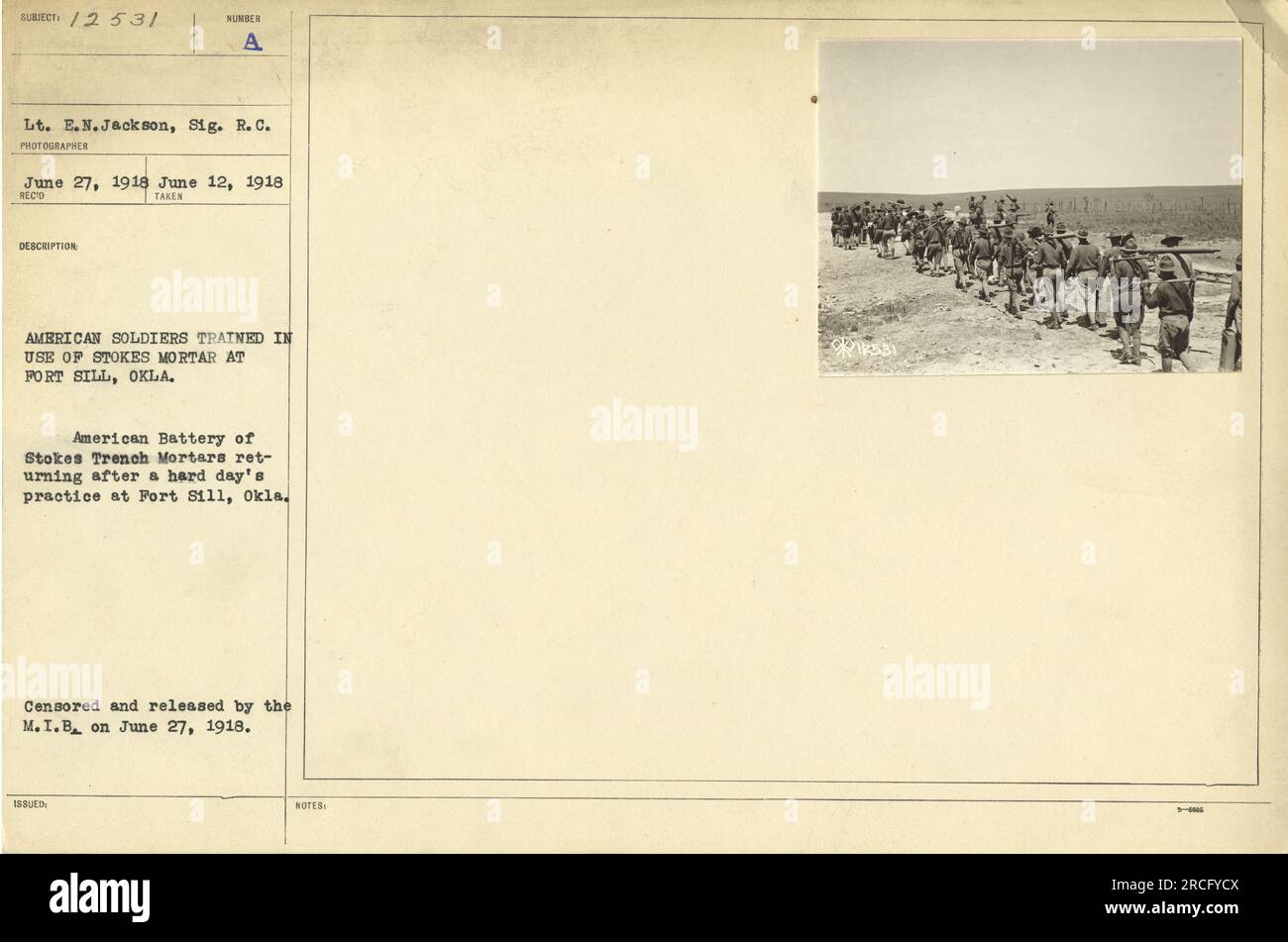 American soldiers trained in the use of Stokes Mortar at Fort Sill ...