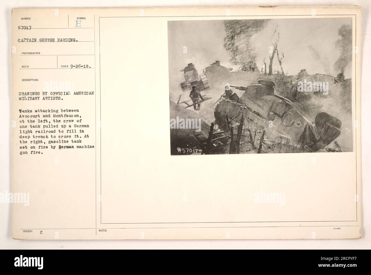 Tanks attacking between Avocourt and Montfaucon. In the left of the ...