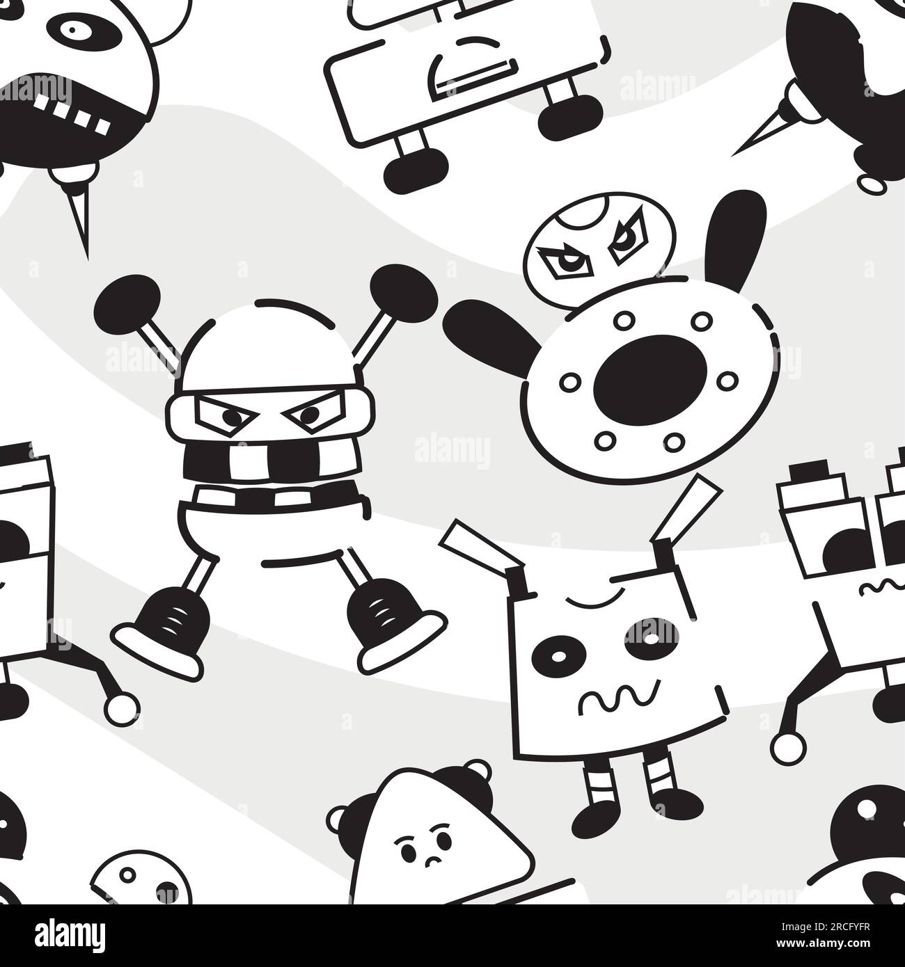 Seamless pattern background with robot toy icons Vector Stock Vector ...