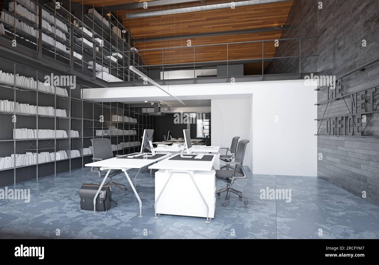 modern loft office interior Stock Photo - Alamy
