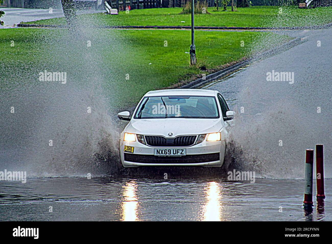 Car moving through rainy road hi-res stock photography and images - Alamy