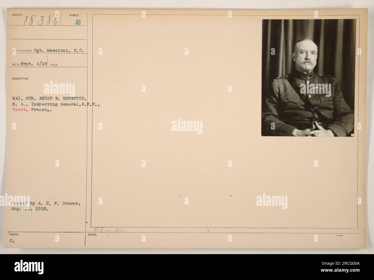 Major General Andre W. Brewster, Inspecting General of the American ...