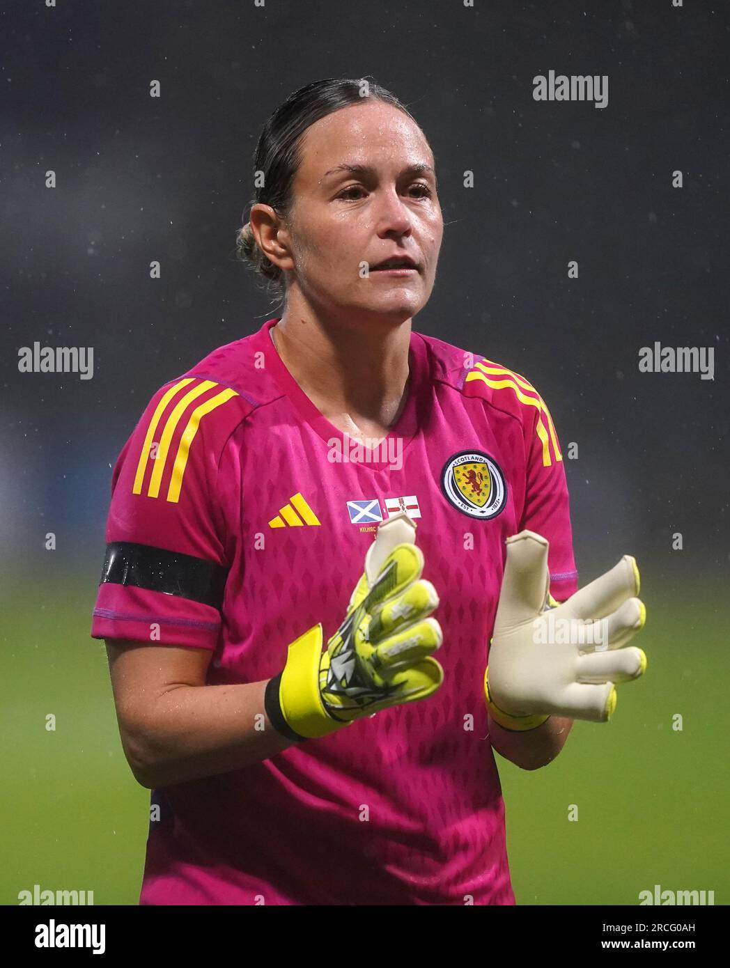 Scotland goalkeeper Lee Gibson applauds the fans following the women's ...
