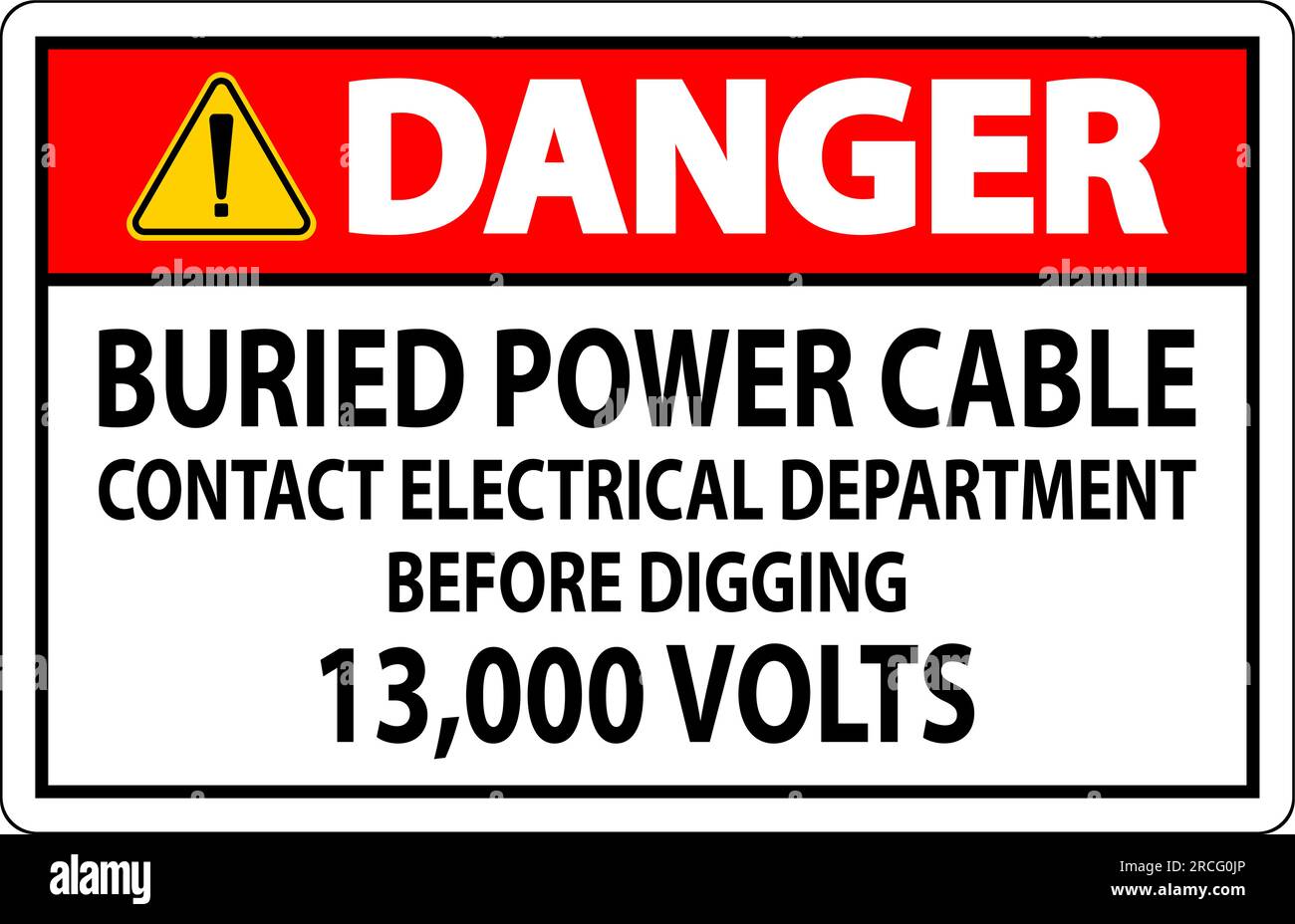 Danger Sign Buried Power Cable Contact Electrical Department Before ...