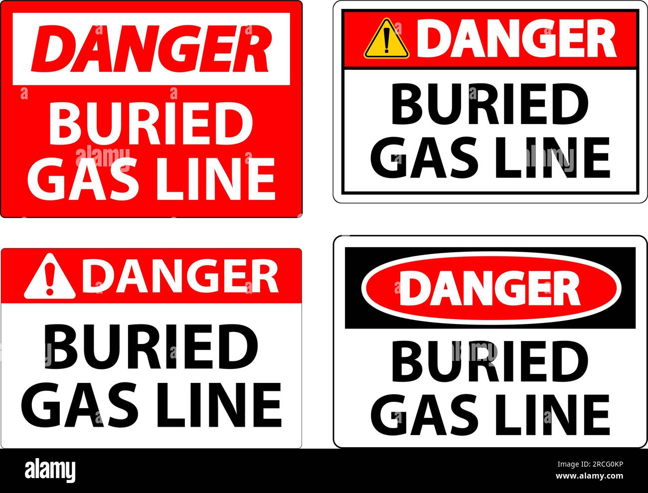 Danger Sign Buried Gas Line On White Background Stock Vector Image ...