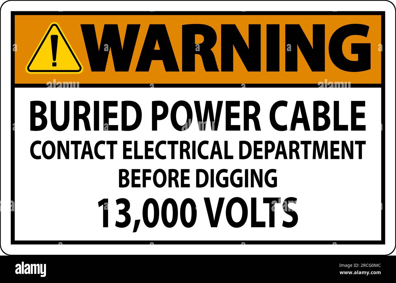 Warning Sign Buried Power Cable Contact Electrical Department Before ...