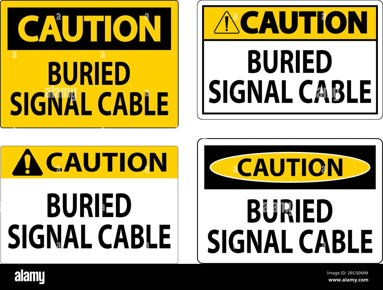 Caution Sign Buried Signal Cable On White Bacground Stock Vector Image ...