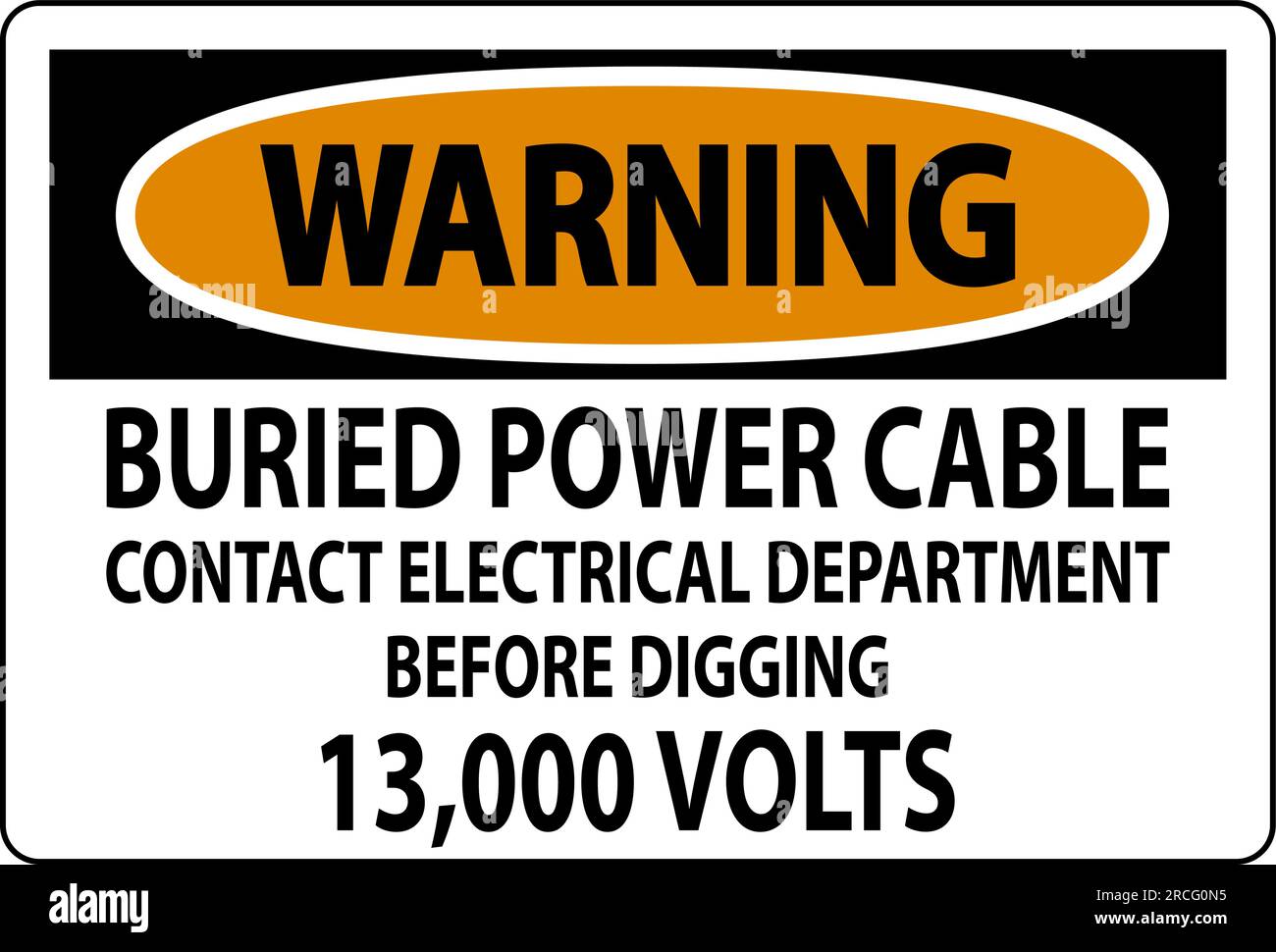 Warning Sign Buried Power Cable Contact Electrical Department Before ...
