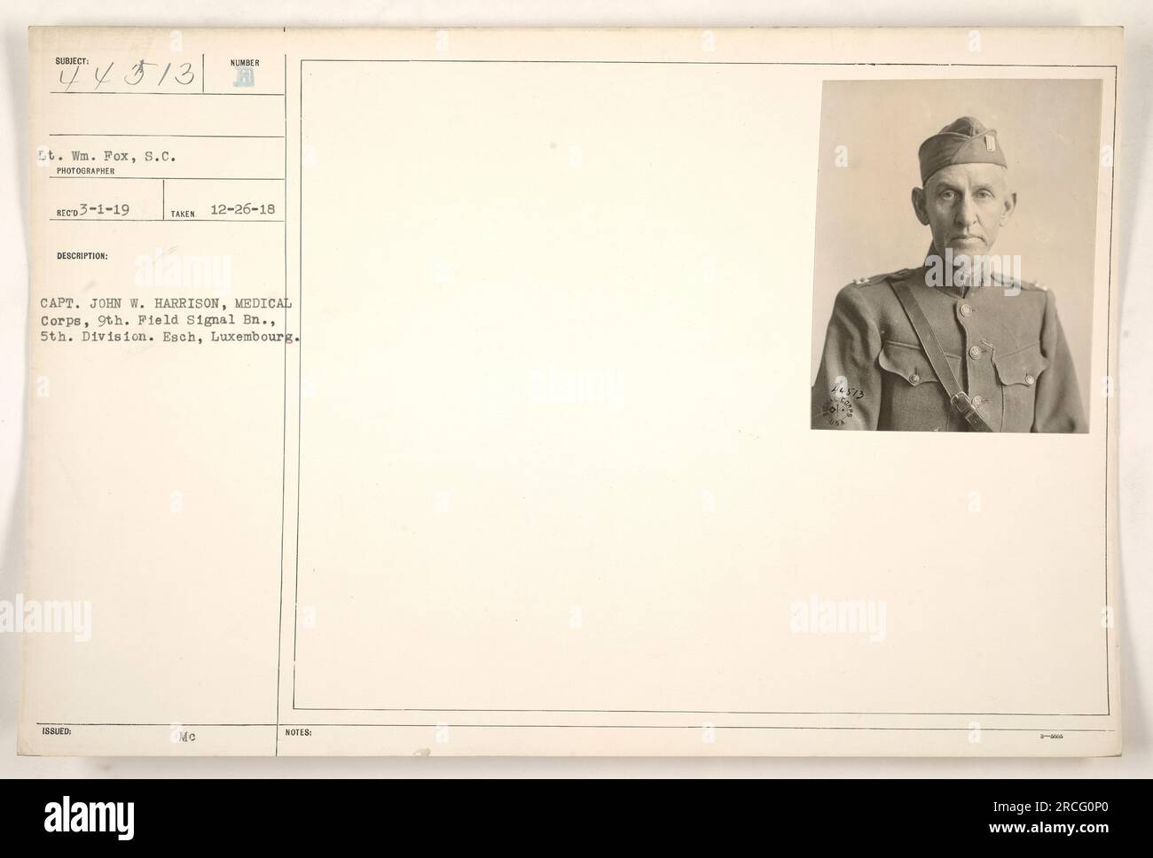 Capt. John W. Harrison, a member of the Medical Corps, 9th Field Signal ...