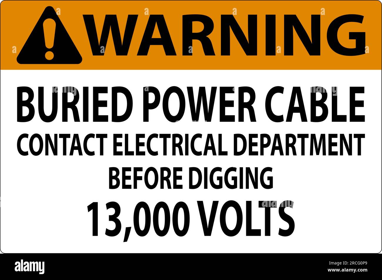 Warning Sign Buried Power Cable Contact Electrical Department Before ...