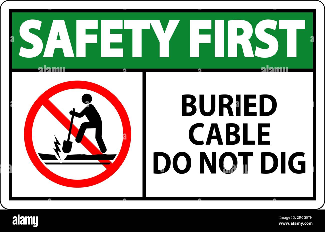 Safety first sign buried cable hi-res stock photography and images - Alamy