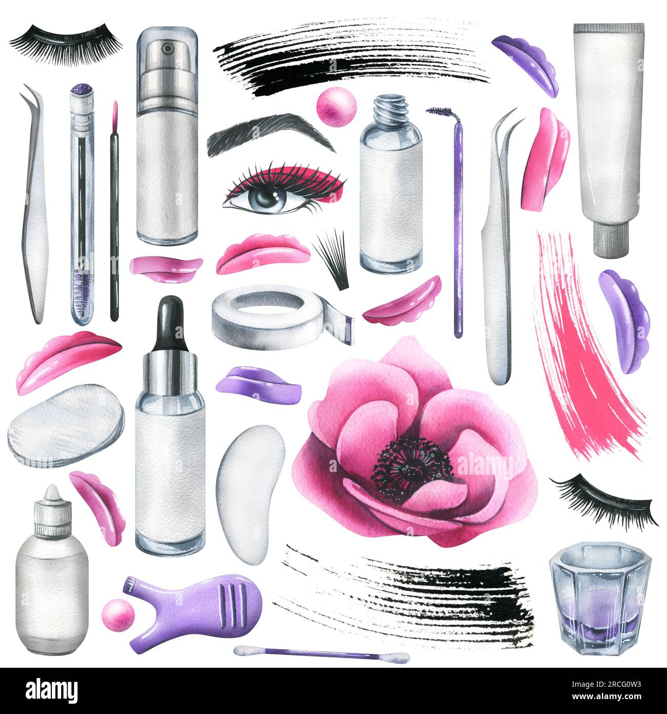 Set of professional cosmetics and tools for makers of lamination ...