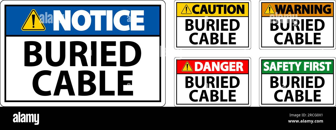 Danger Sign Buried Cable On White Background Stock Vector Image & Art ...