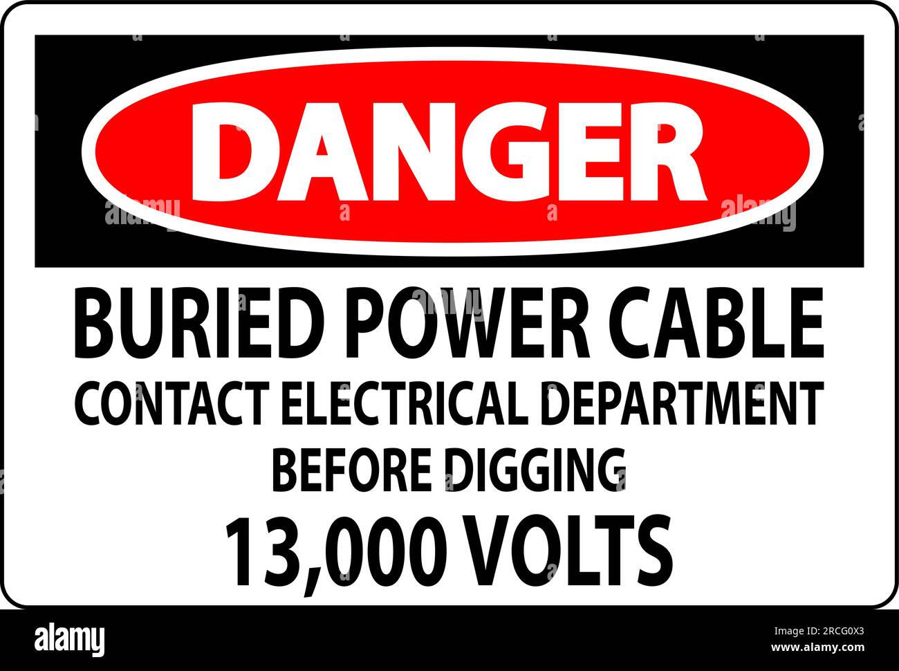 Danger Sign Buried Power Cable Contact Electrical Department Before ...