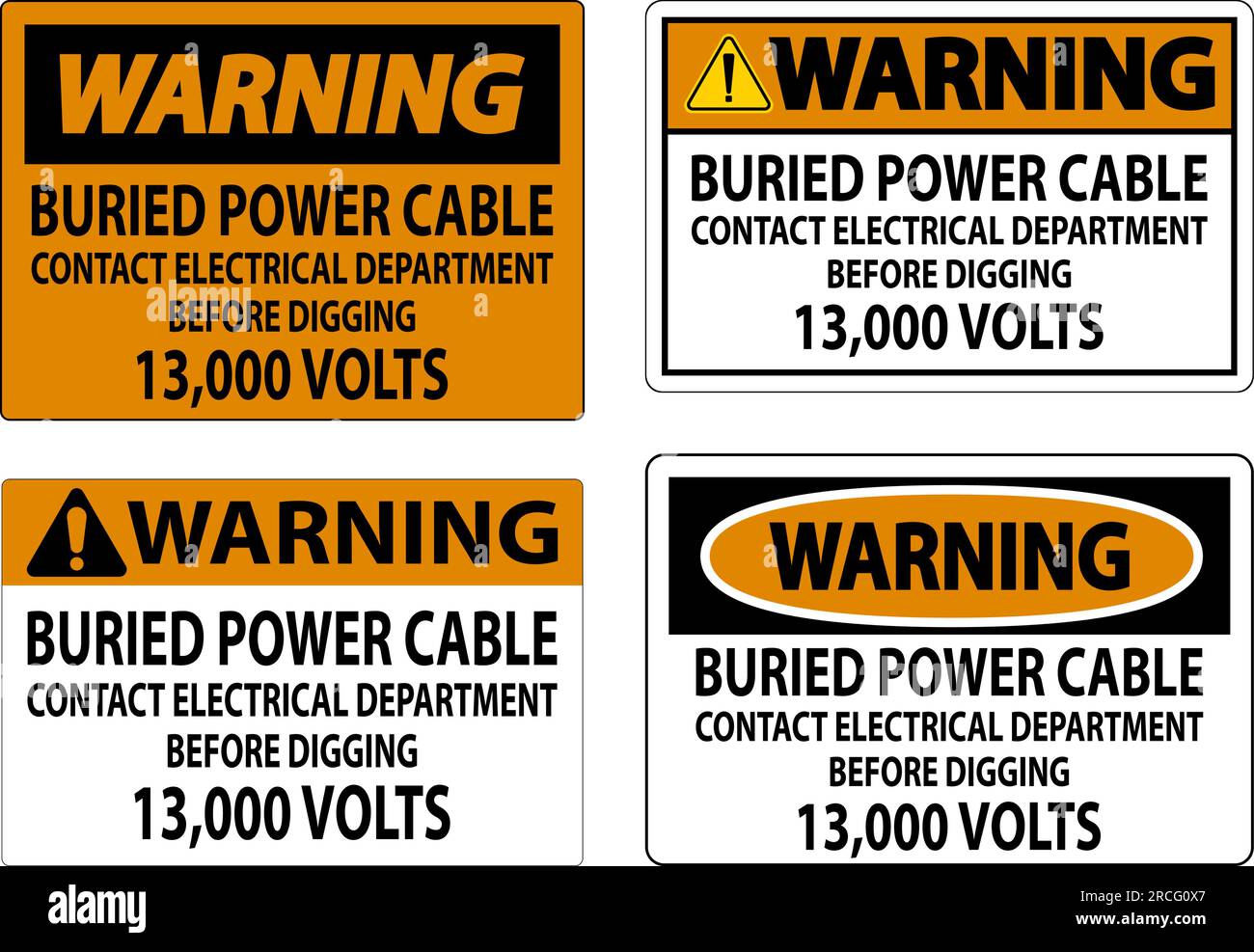 Warning Sign Buried Power Cable Contact Electrical Department Before ...