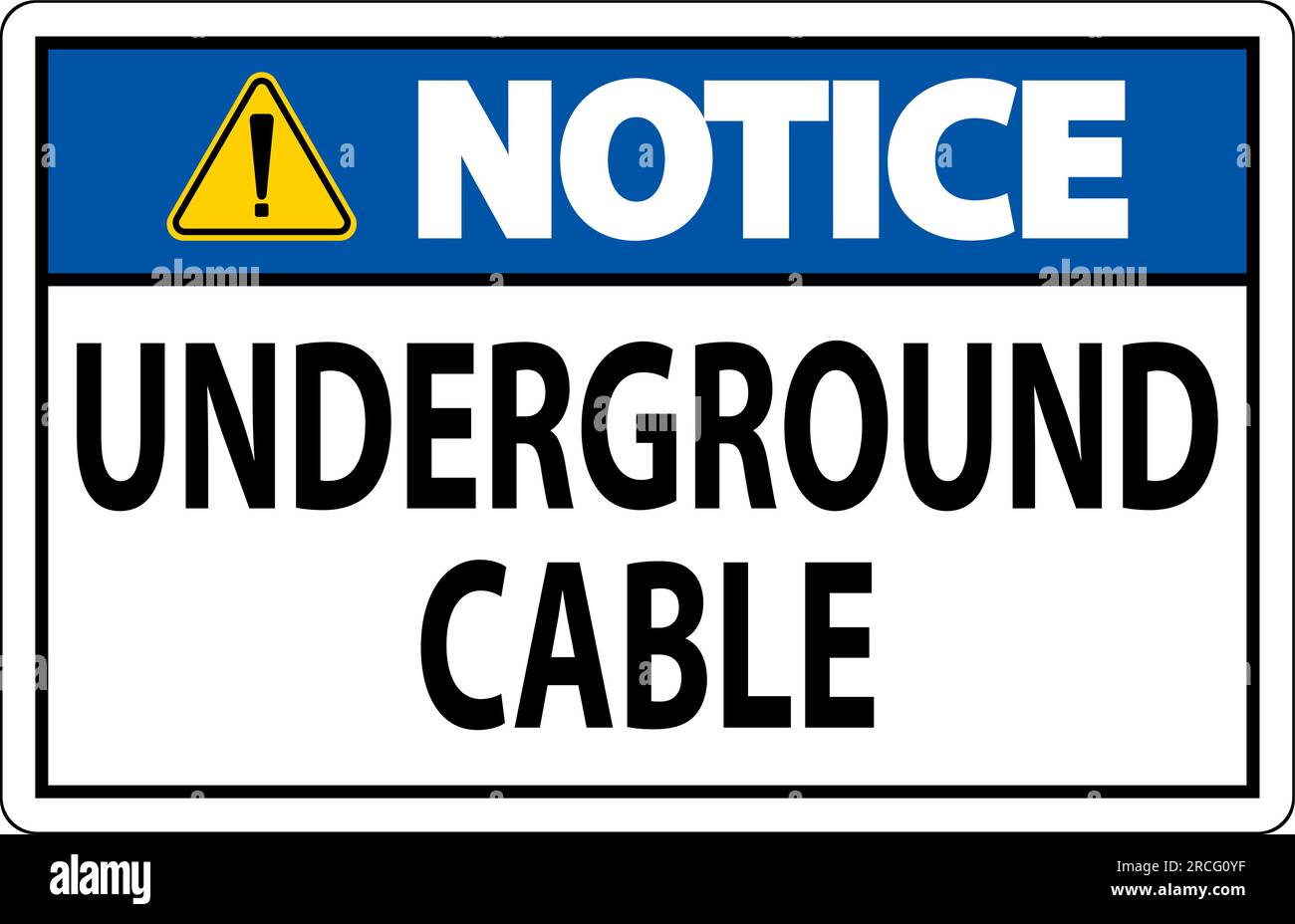 Notice Sign Underground Cable On White Bacground Stock Vector Image ...