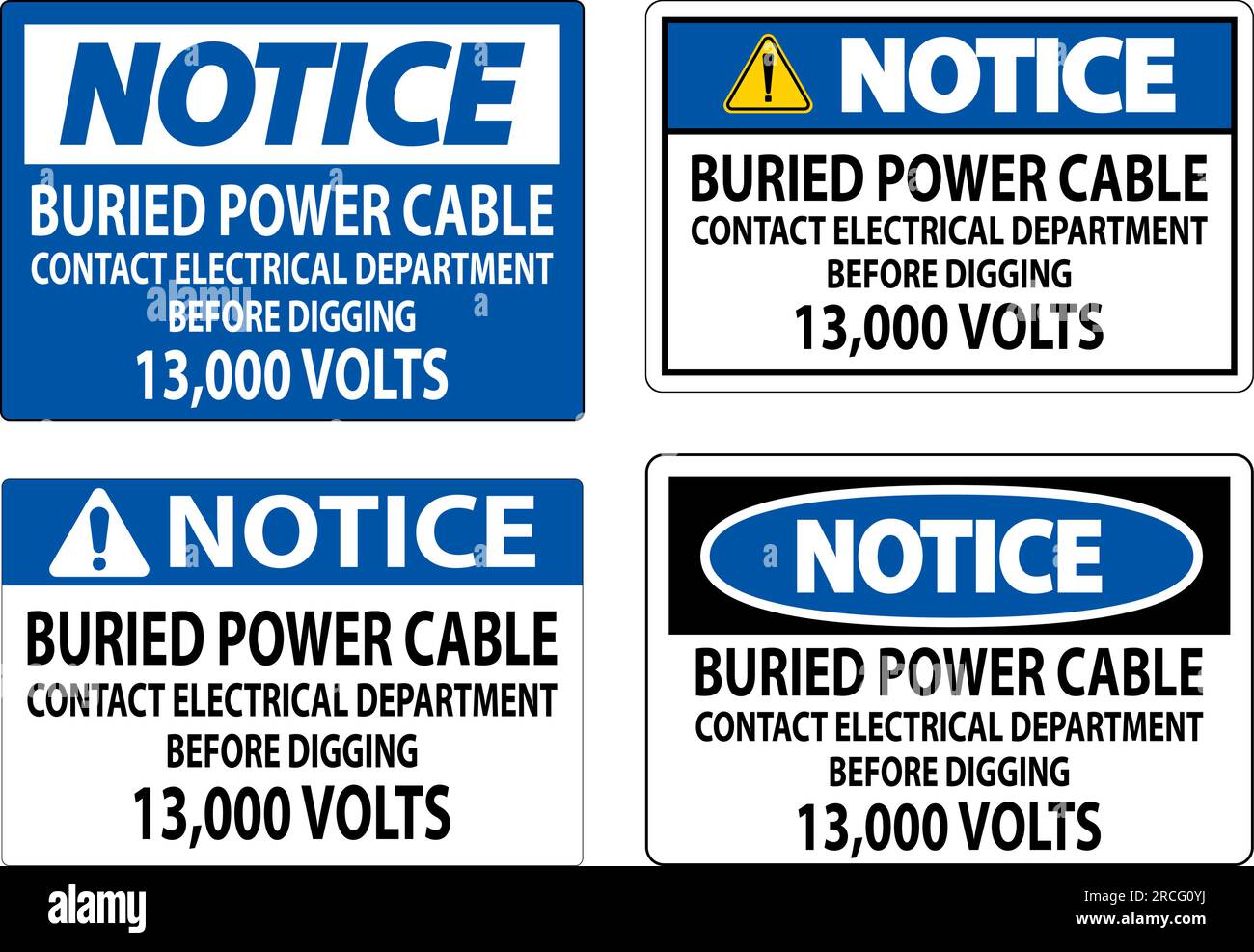 Notice Sign Buried Power Cable Contact Electrical Department Before ...