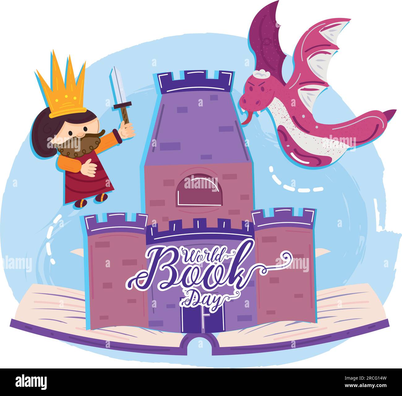 Isolated open book with medieval icons World book day Vector Stock ...