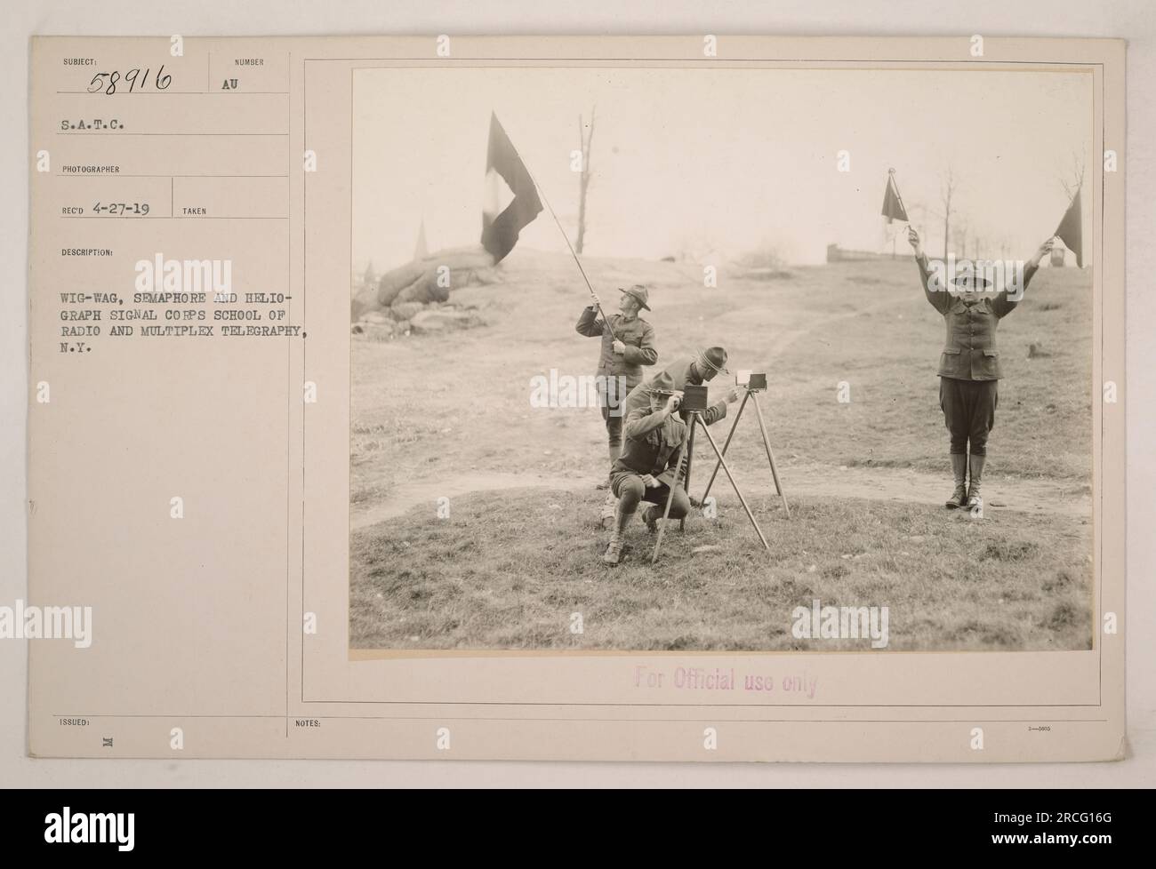 American soldiers learning different methods of signaling, including ...