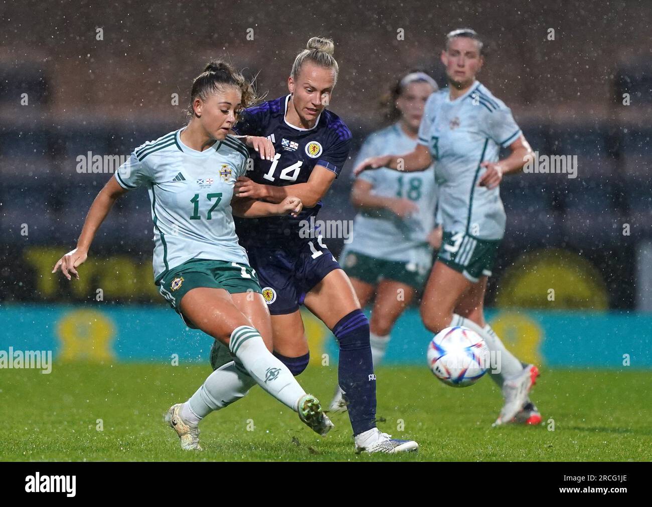 Northern Ireland's Danielle Maxwell (left) and Scotland's Rachael ...