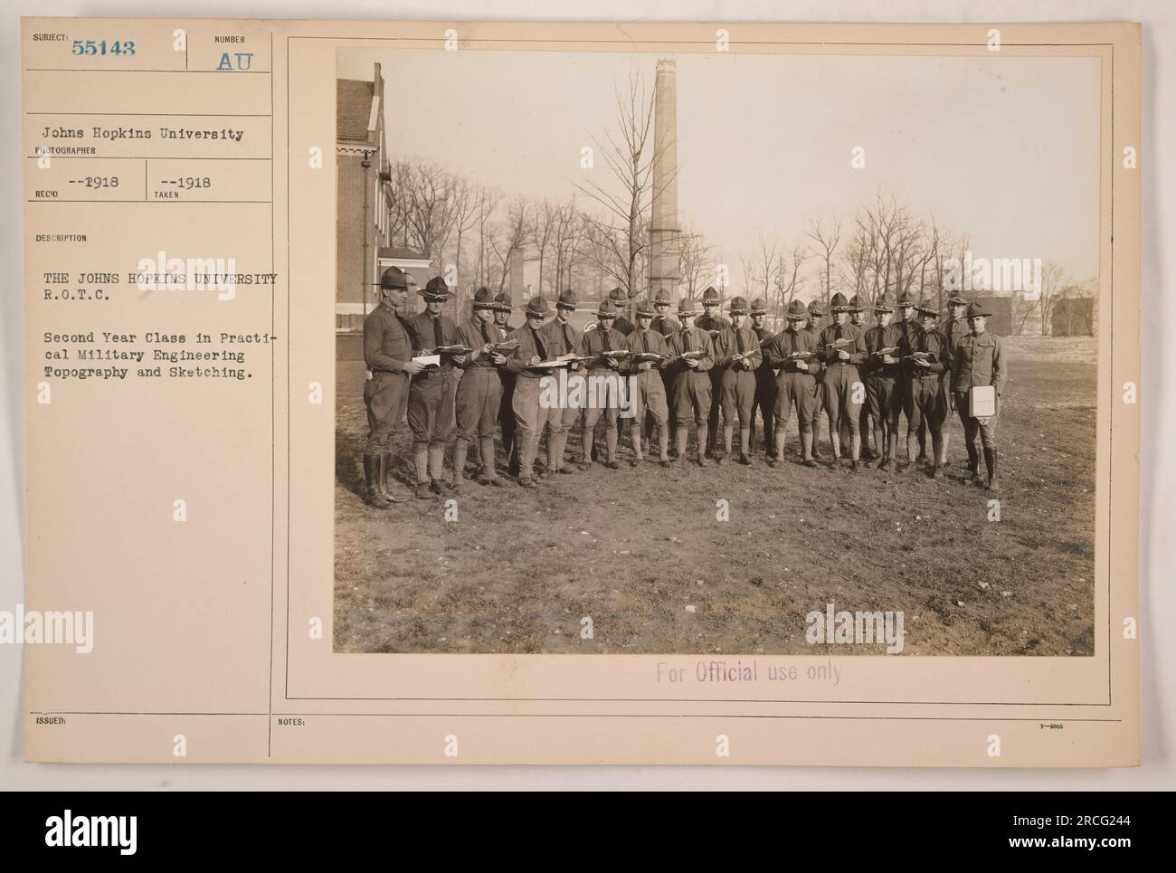 The image shows the Johns Hopkins University R.O.T.C. Second Year Class ...