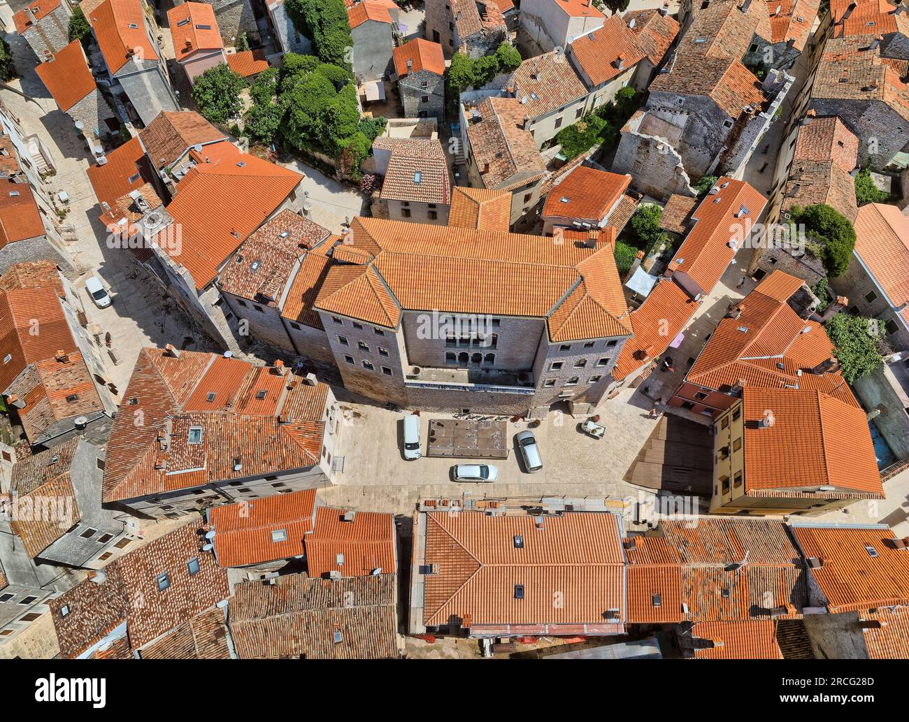 Aerial View of Bale's Historic Core with the Virgin Mary Church Stock ...