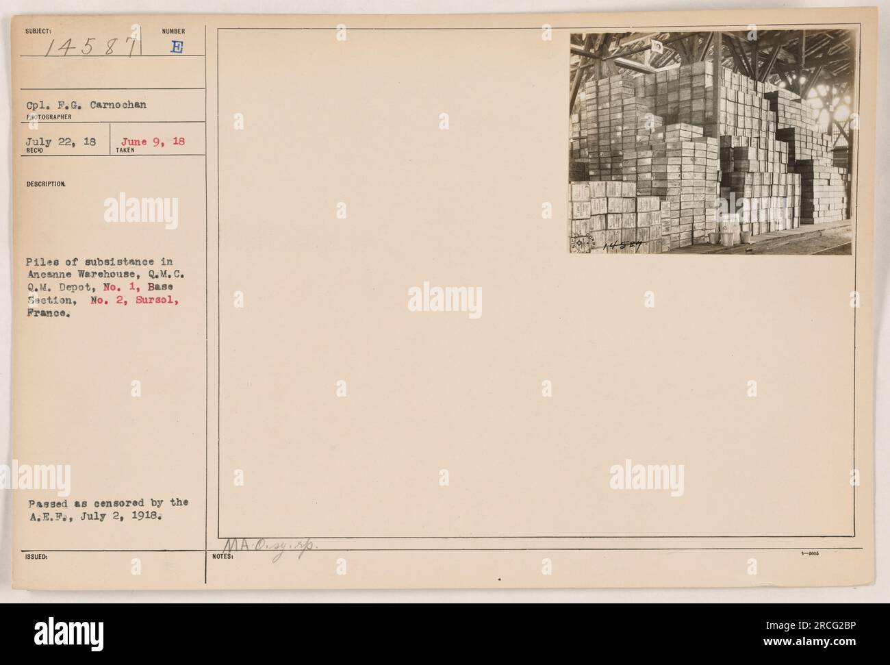 Cpl. F.G. Carnochan photographed piles of subsistence in Aneanne ...