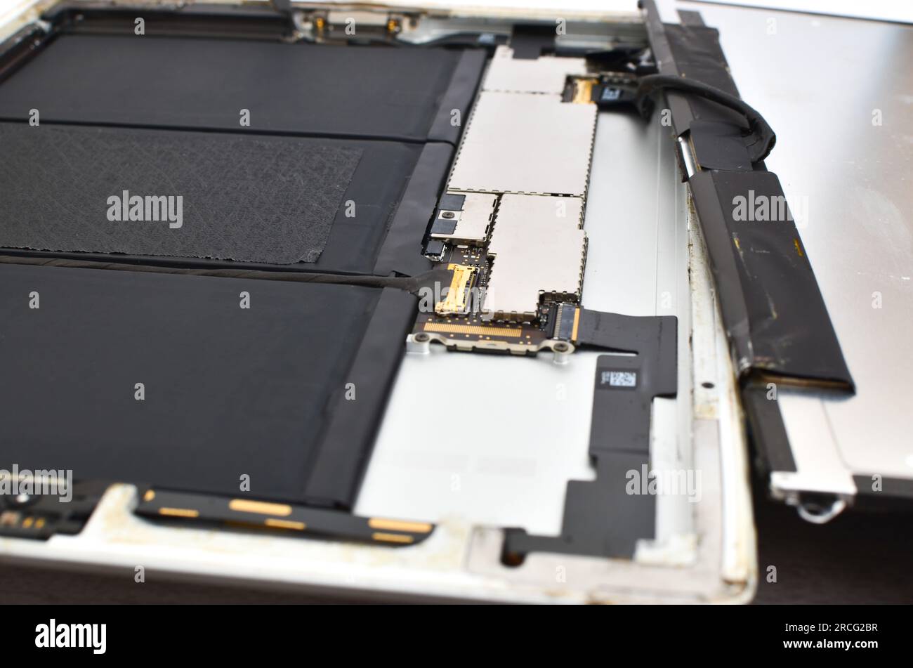 Detailed close-up of a tablet revealing its advanced internal structure ...