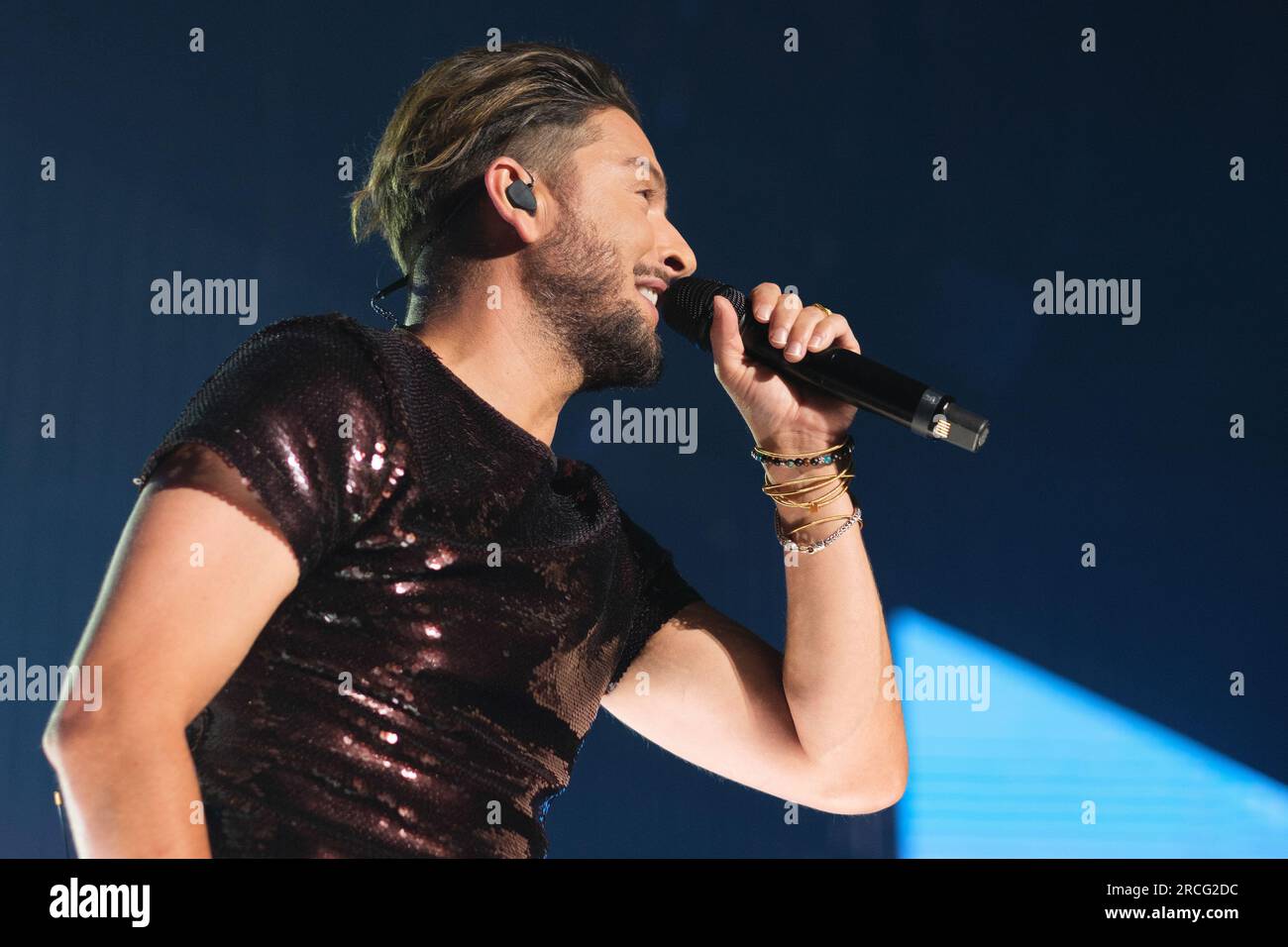 The Spanish singer Manuel Carrasco Performance during the concert of ...