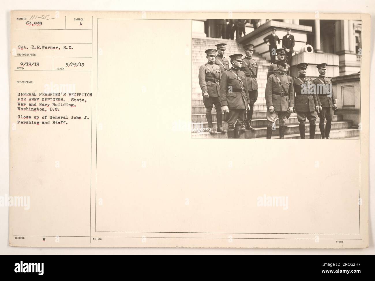 General Pershing and his staff at a reception for army officers held at ...