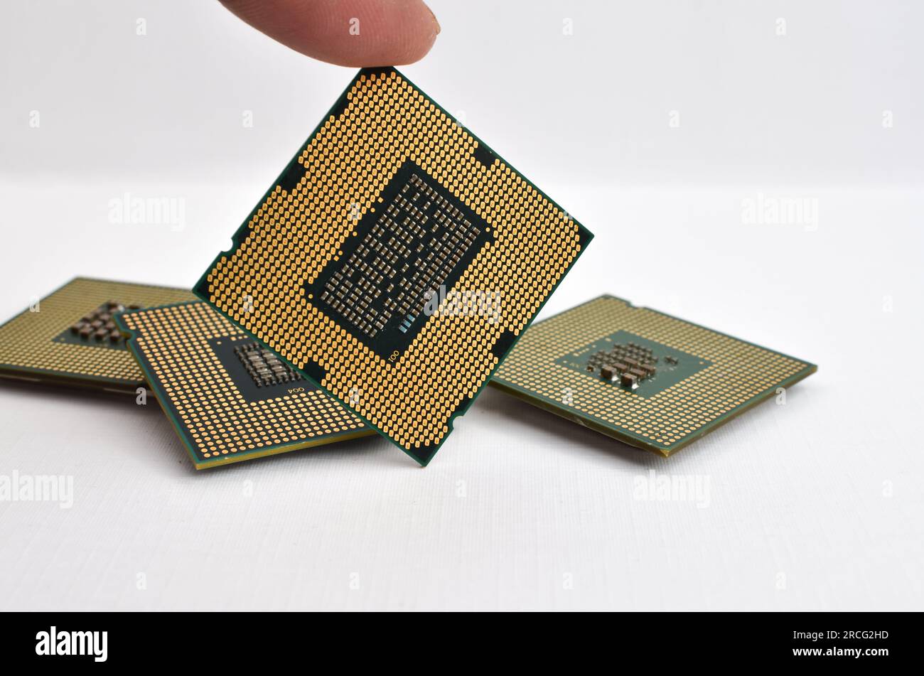 Impressive close-up of a hand holding a processor, portraying the power ...